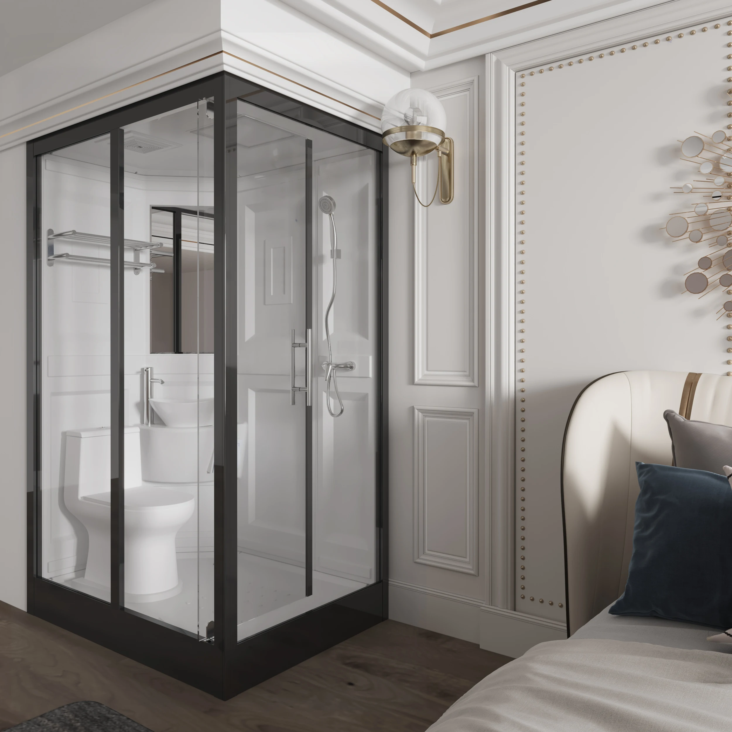 Prefab Modular Bathroom Pod with Custom Glass Shower Door | Wholesale
