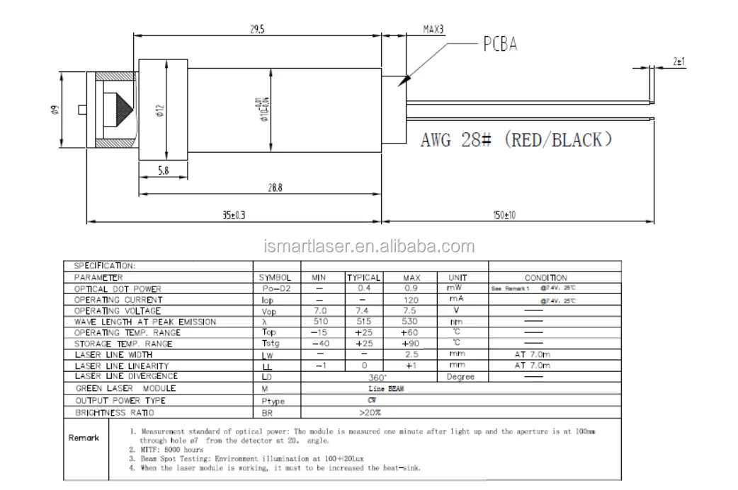 360 Degree Rotary 520nm 10mW Green Laser Diode Module - Self-Leveling ...