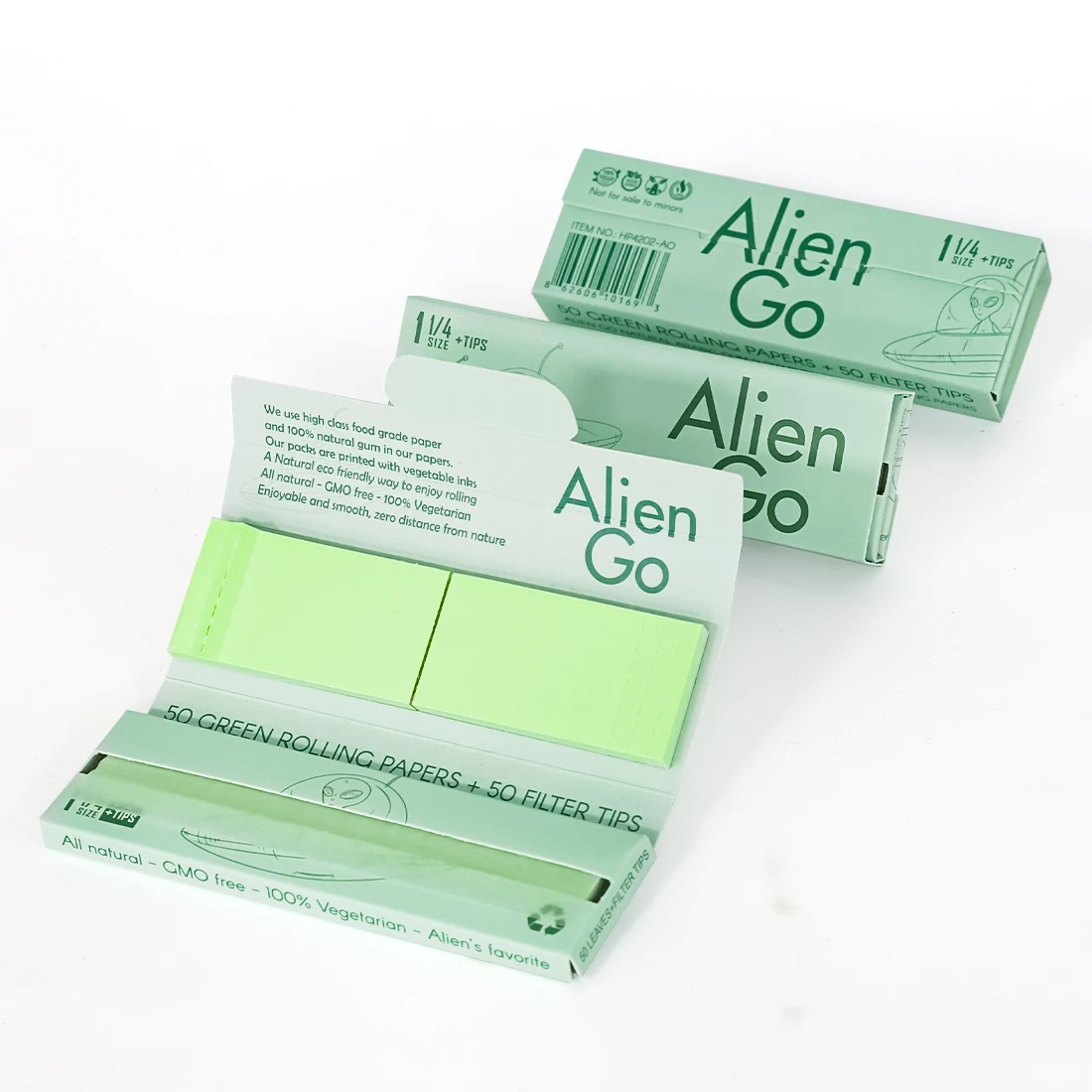 Alien Go Smoking Rolling Paper 1 1/4 Size Organic Green Paper 50 Leaves ...