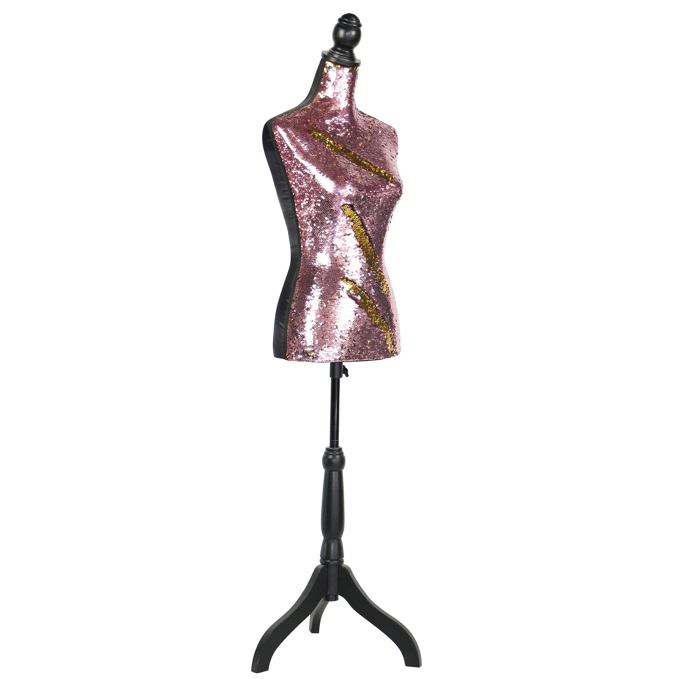 Beautiful Bling Pink And Gold Paillette Female Half Torso Foam ...