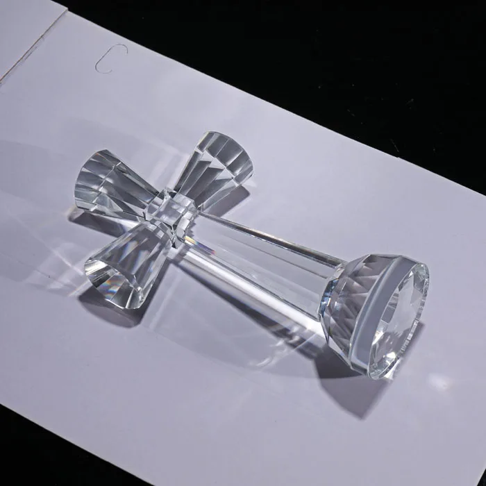 Clear Crystal Glass Standing Cross MH-15550 - Art & Collectible