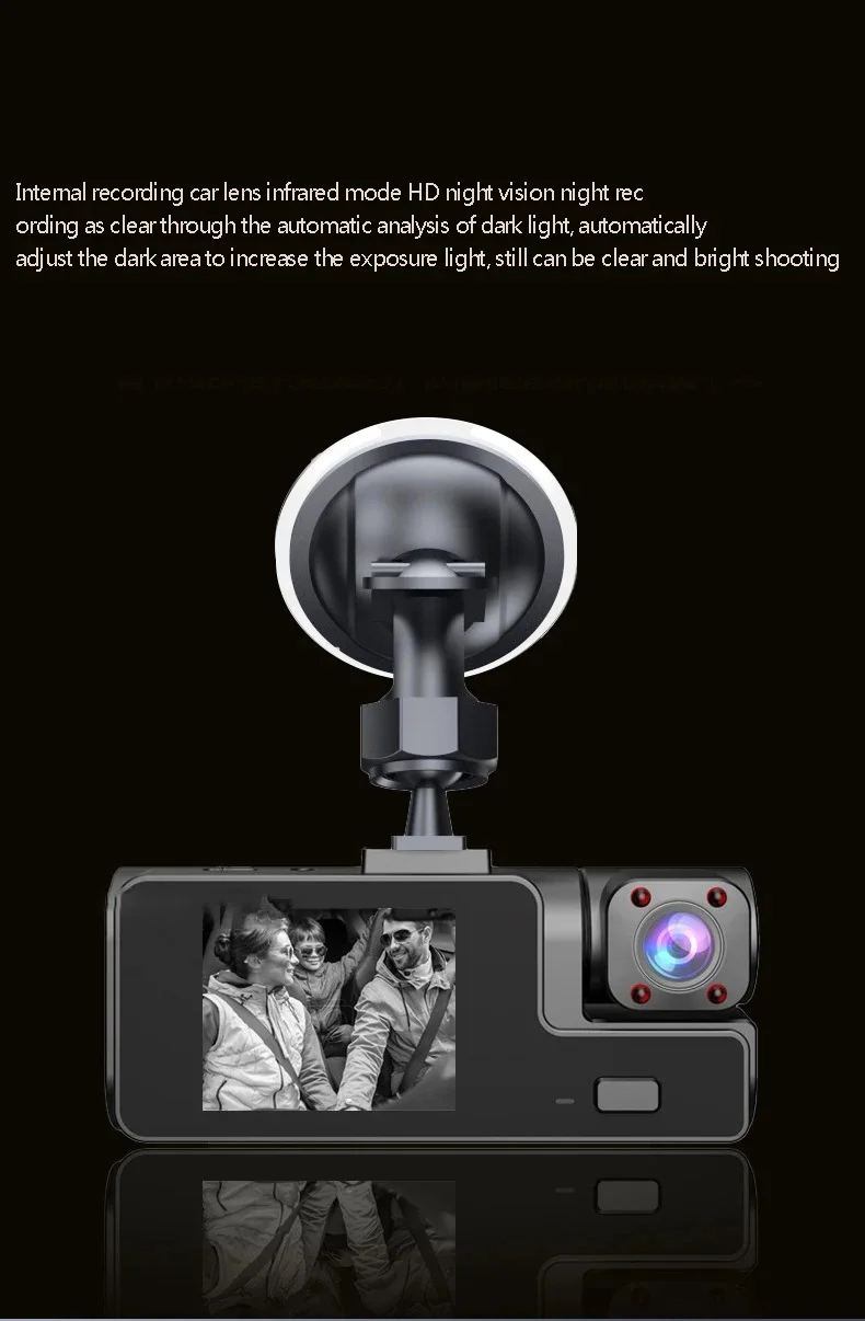 HD 1080P Dashcam with Three Lens - Universal Vehicle Recorder
