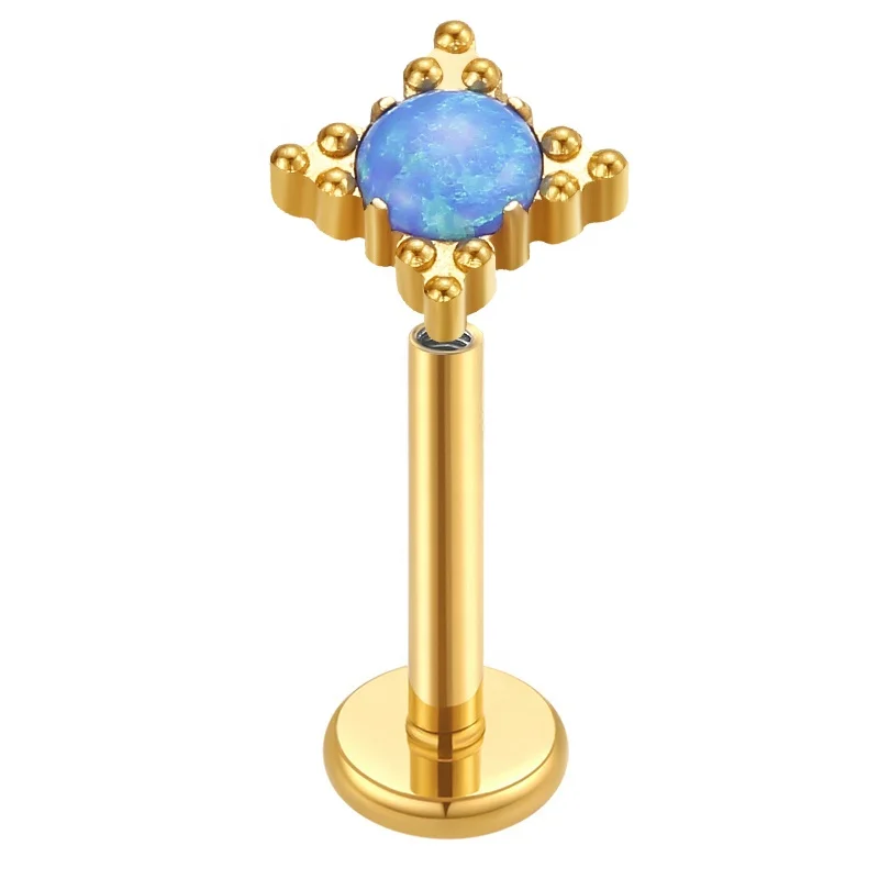 G23 Titanium Labret Piercing Jewelry 18k Gold Pvd Plated Internally ...