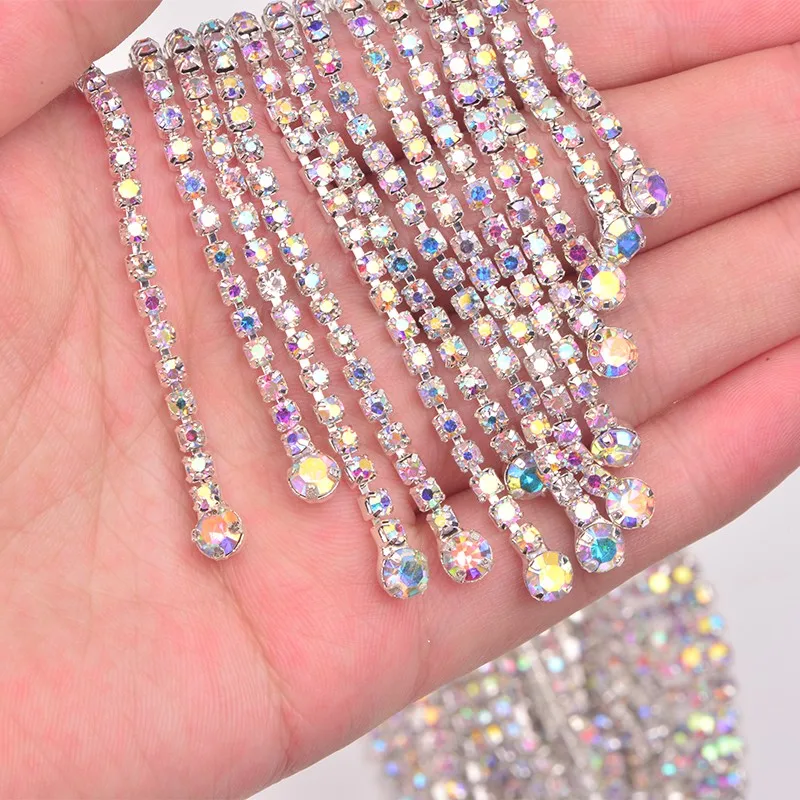 1 Yard Glitter Crystal Metal Strass Ribbon Applique Banding