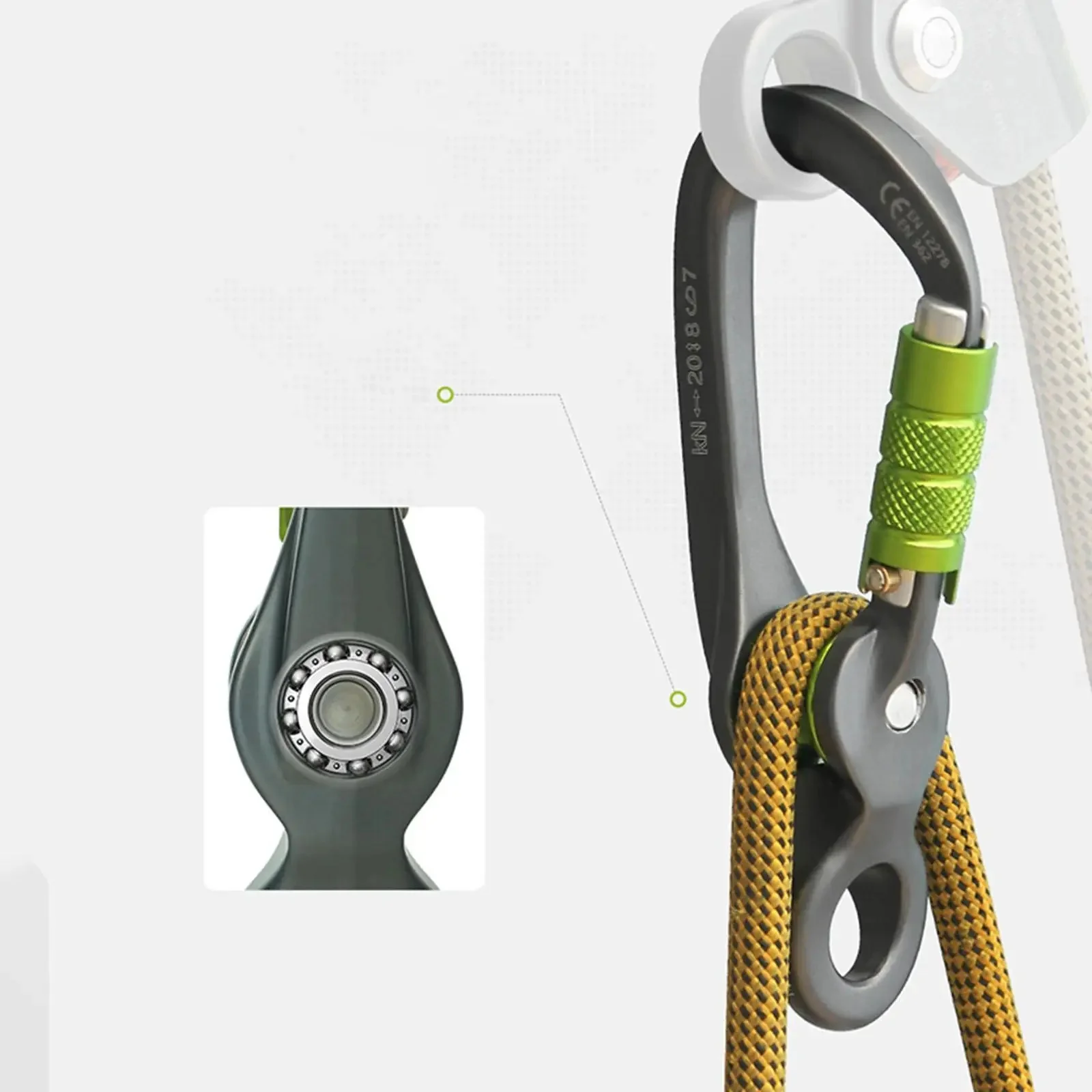 22kN Equipment D Shaped Locking Screwgate Carabiner Climbing Pulley for ...