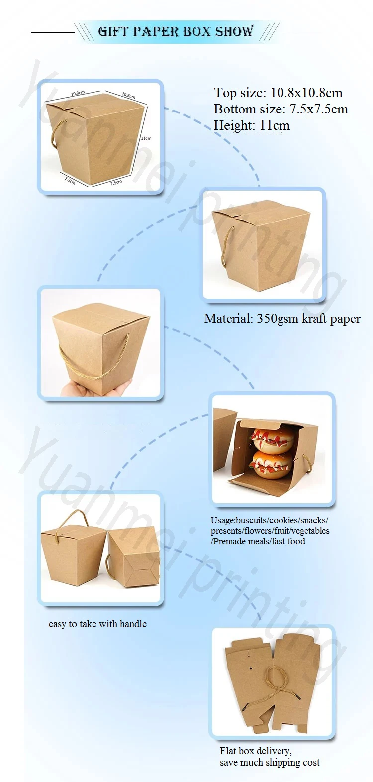 Snacks/gift/bread/premade Meals/food Packaging Box Kraft Paper Box with ...