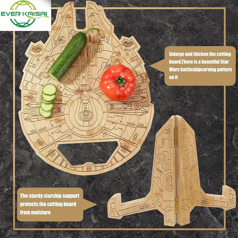 Customized Bamboo Cutting Board - Millennium Falcon Design