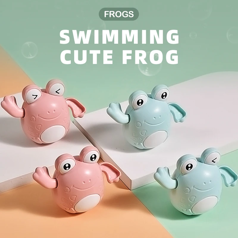 Cute Swimming Race Floating Frog For Kids Bath Toy Animal Wind Up ...
