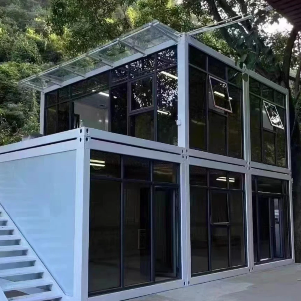 Two-Story Glass Curtain Wall Container Office | Prefab Modular Unit ...