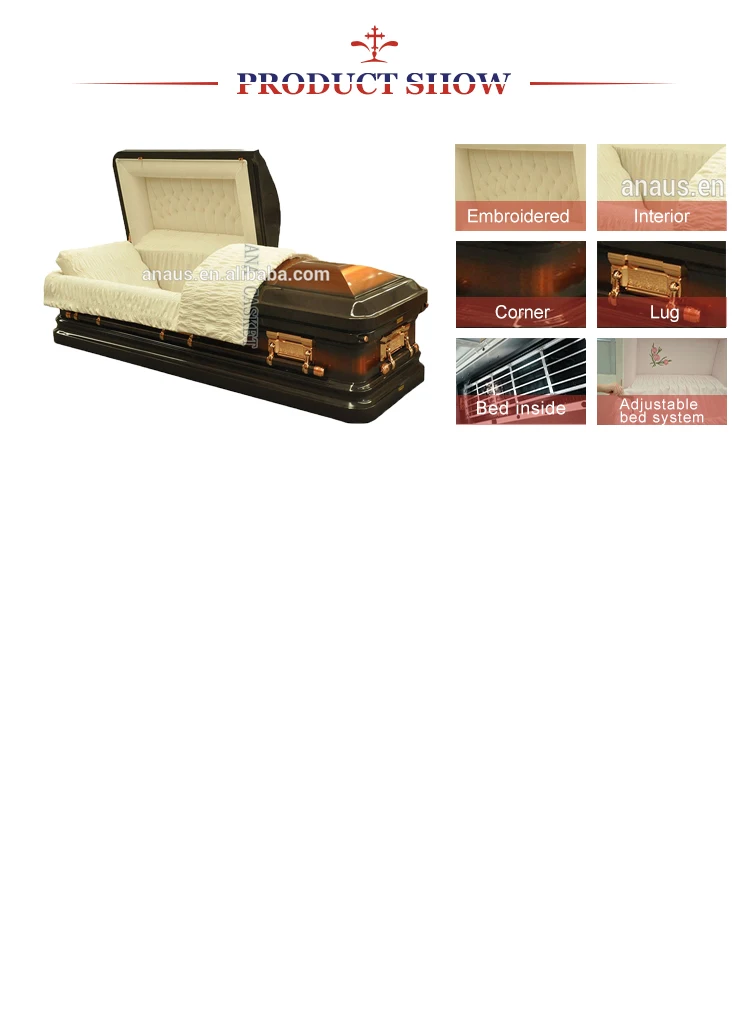 ANA Brushed Round Corner 18ga Steel Funeral Supplies Casket