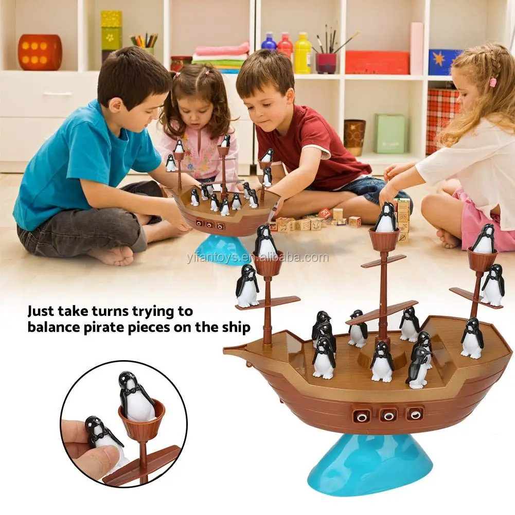 707-61 Desktop Pirate Boat Penguin Balance Game Child Parent ...
