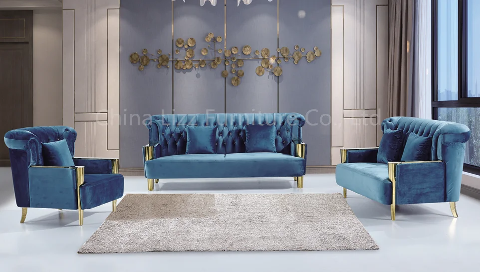 Luxury Hall Furniture Living Room Buckle Leather Chesterfield Sofas ...