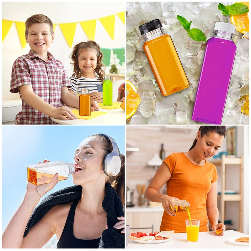 Plastic BPA FREE Juice Bottle 50ml 60ml 120ml 250ml 350ml 500ml Square Plastic PET Beverage ...