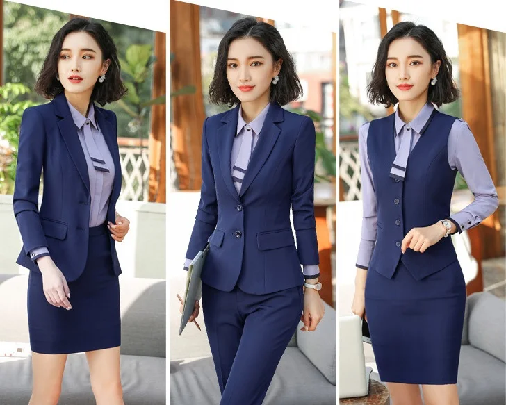 Traje De Tres Piezas Personalizado Para Mujer,Uniforme De Banco - Buy ...