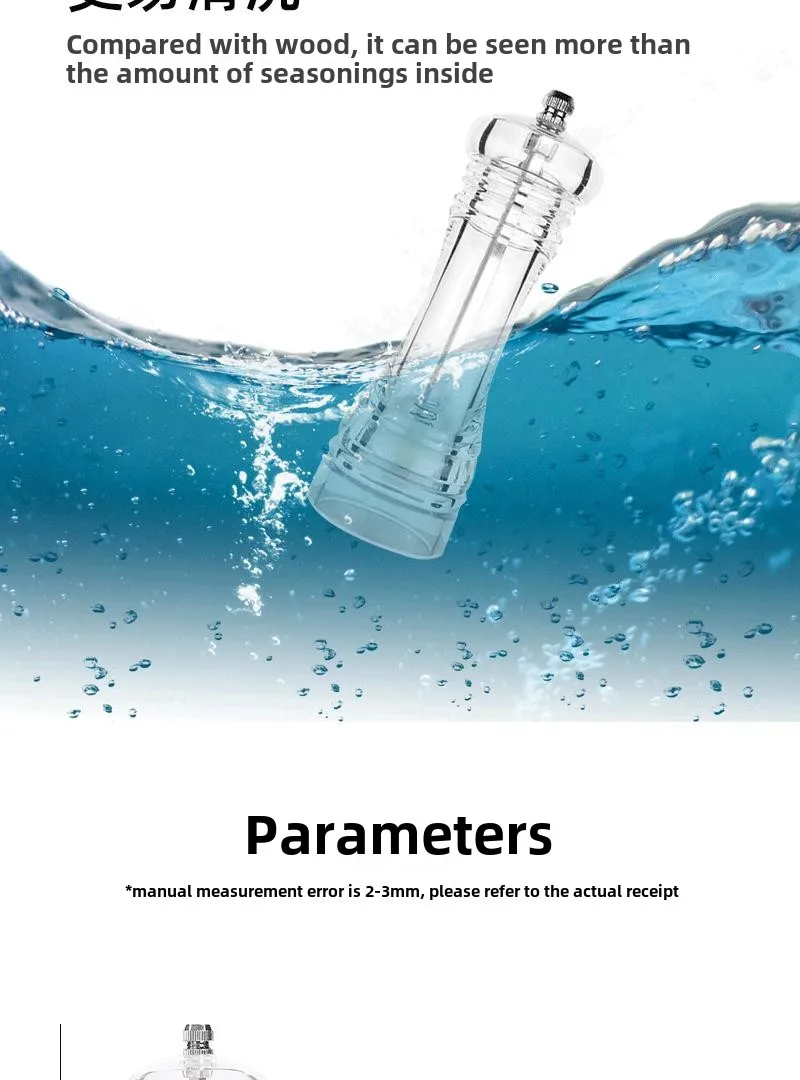 Transparent Acrylic Manual Pepper & Salt Mill Multi-Purpose Ceramic ...