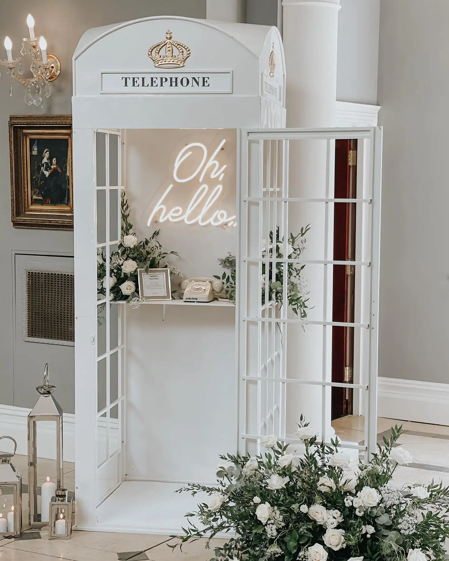 White Phone Booth with Audio Guestbook for Weddings - London Telephone ...
