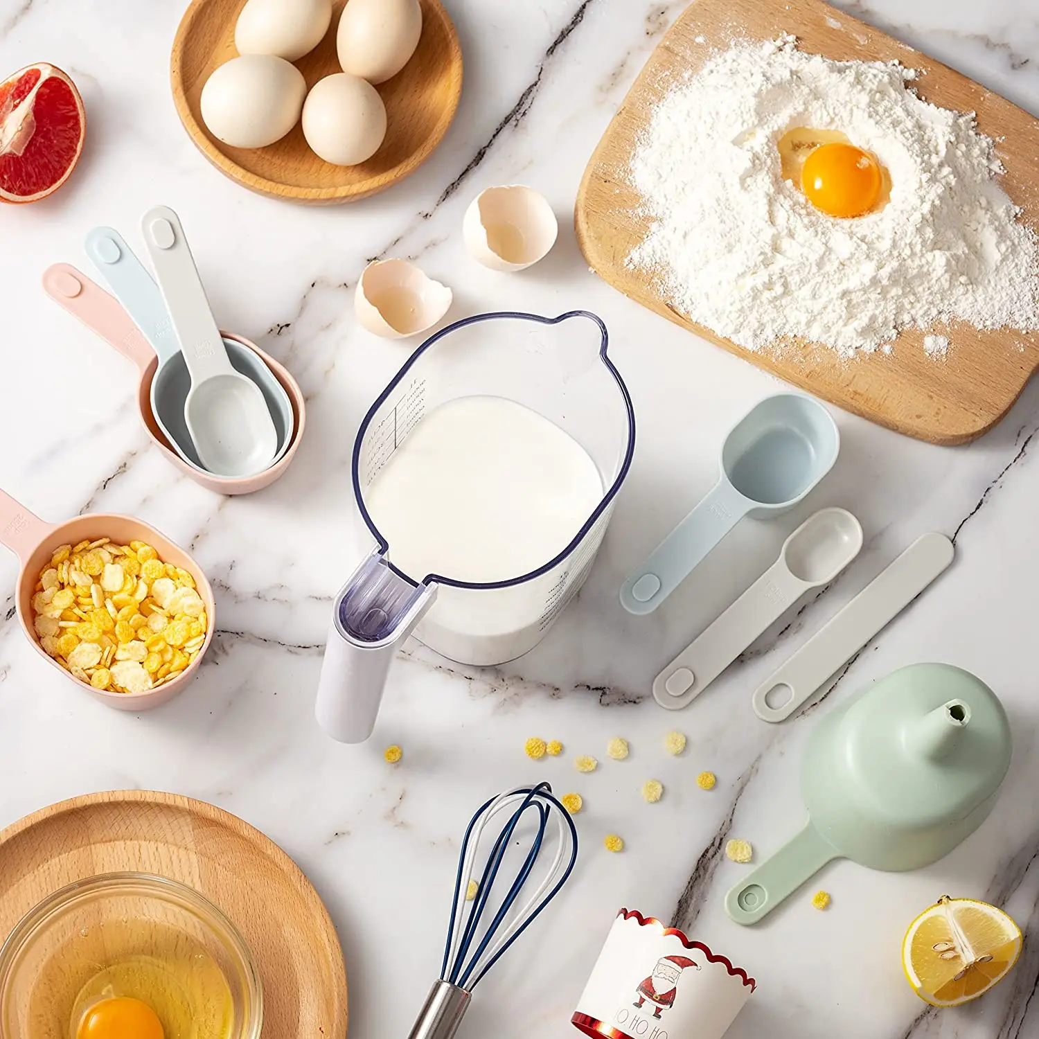 10-piece Set Of Stackable Plastic Measuring Cups And Spoons For Kitchen ...