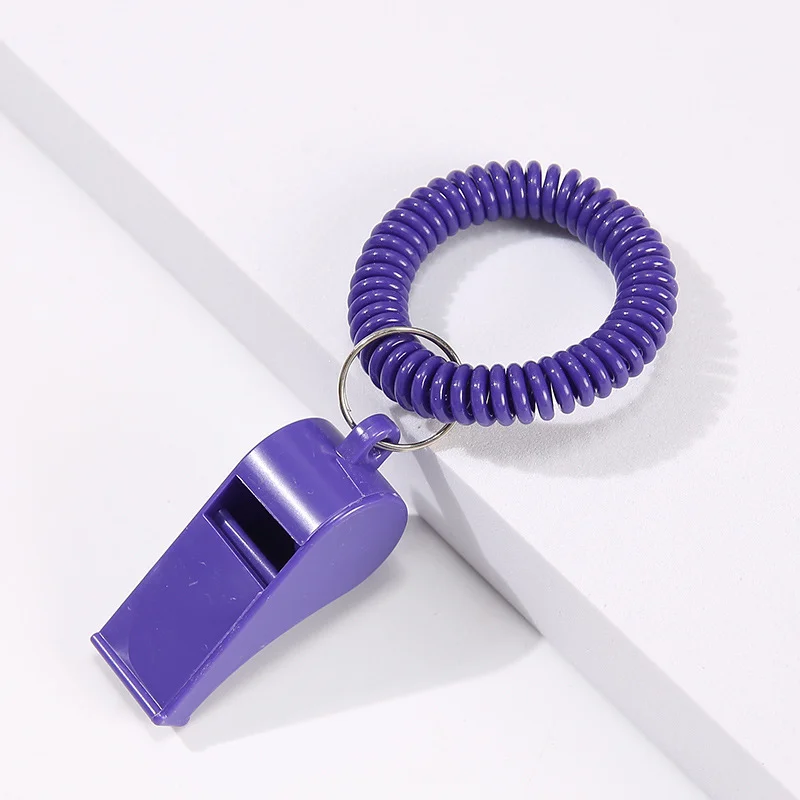 Plastic Colored Whistle with Telephone Line Spring Coil