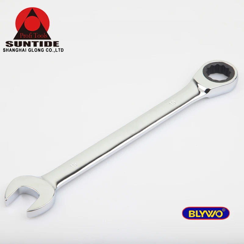 7 Pcs 8-19mm Ratchet Wrench Open End Ring Tool Set Combination Spanner ...