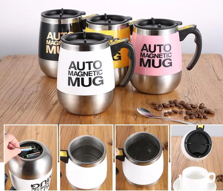 450ml Stirring Coffee Cup Stainless Steel Electric Magnetic Rotating ...
