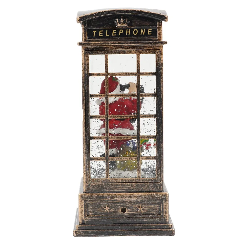 Noel Seasonal Table Decor - Santa Telephone Booth Lantern