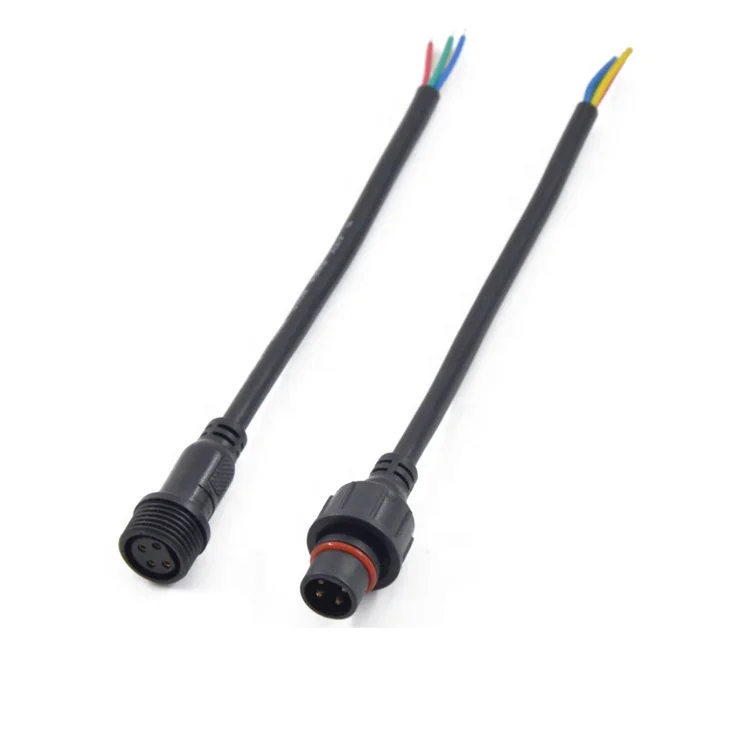 Black 4 Pin Waterproof Male Female Connector Cable With Rubber,Led Rgb Connector,Rgb Led ...