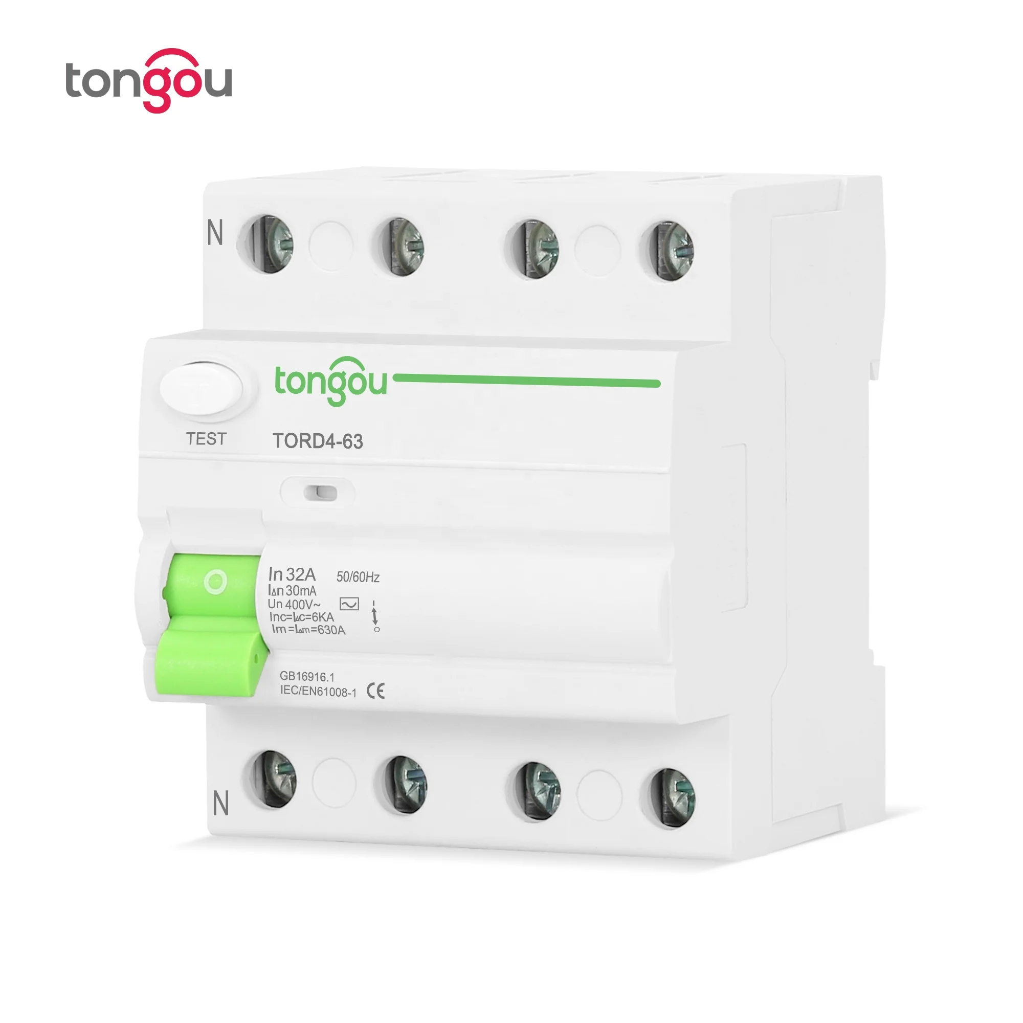 TONGOU 400V 4P 32A 15ma 30ma RCD ELCB RCCB Circuit Breaker