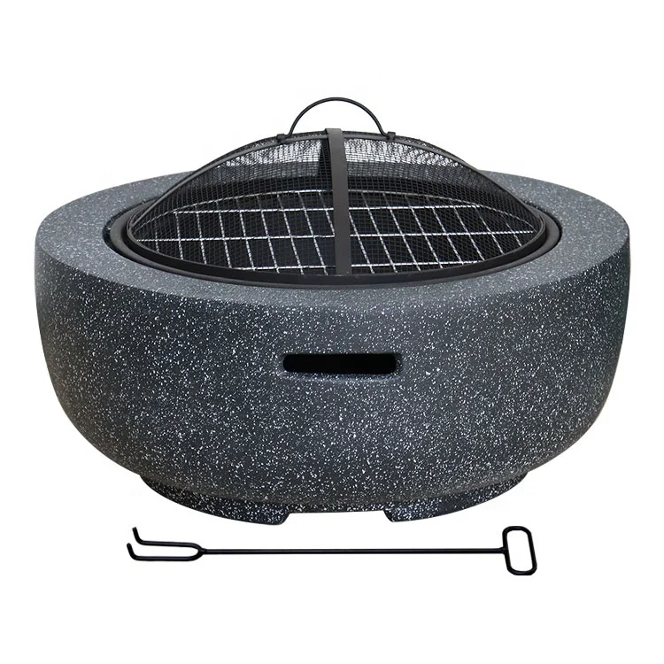 Fire Pit Bowl Bbq Grill Mgo Wood Burning Heating Courtyard Garden ...