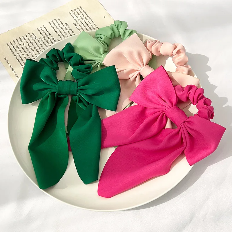 Songmay Spring Lively Color Series Girl's Bow Scrunchies Cute Bow ...