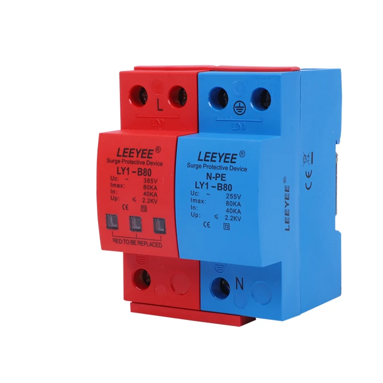 Din Rail Mount Low Voltage Ac Spd Type 2 80ka 1p+npe Single Phase Surge Protection Device - Buy ...