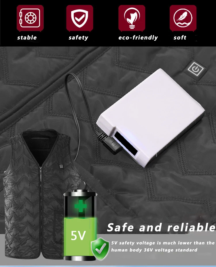 Usb Power Bank Heated Vest Adjustable Size Outdoor Waterproof Heating ...