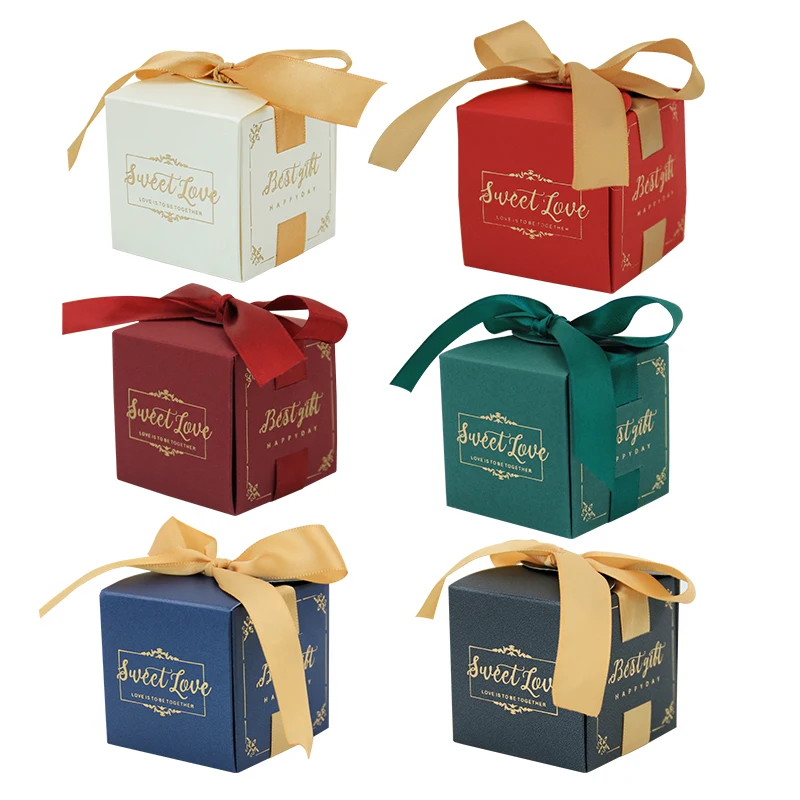 Small Wedding Favor Gift Boxes with Ribbons & Candy