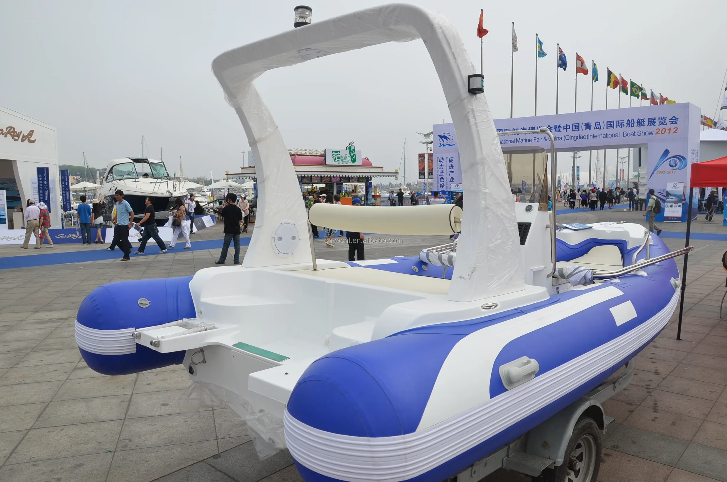 18ft RIB 550 Fiberglass Hull Inflatable Pontoon Boat