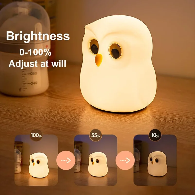 Modern Bedroom Touch Sensor Portable Owl Night Light Color-changing ...