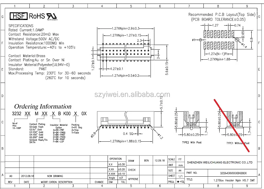 .050" 1.27mm 2x15 Pin 30 Pins Board To Board Connector Pcb Male Header ...