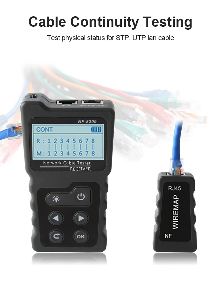 Multifunction Network Lan Cat6 Cable Tester Nf-8209 Wire Length Measure ...