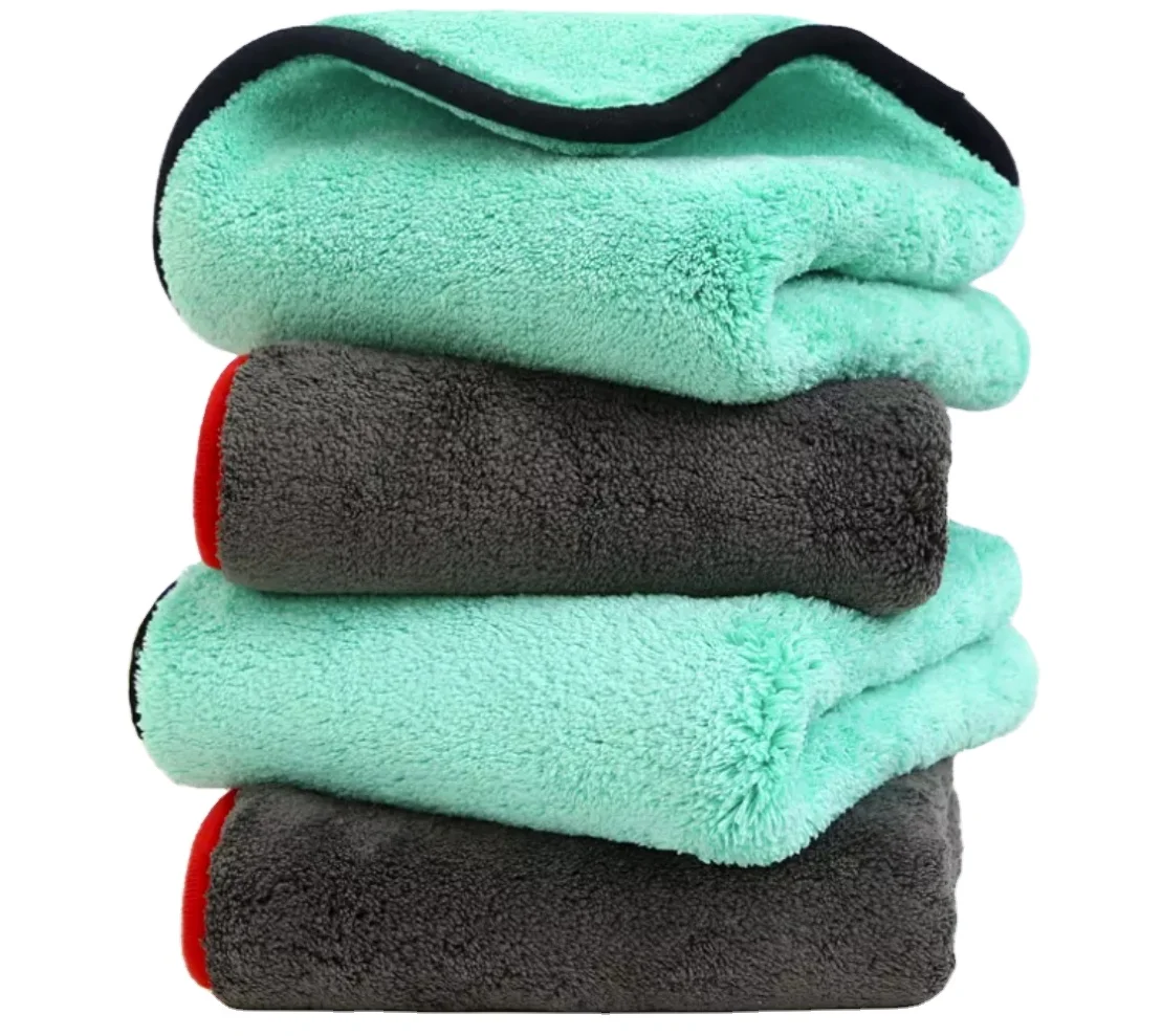1200gsm Thickness Plush Coral Fleece Drying Towels Double Sided Car ...