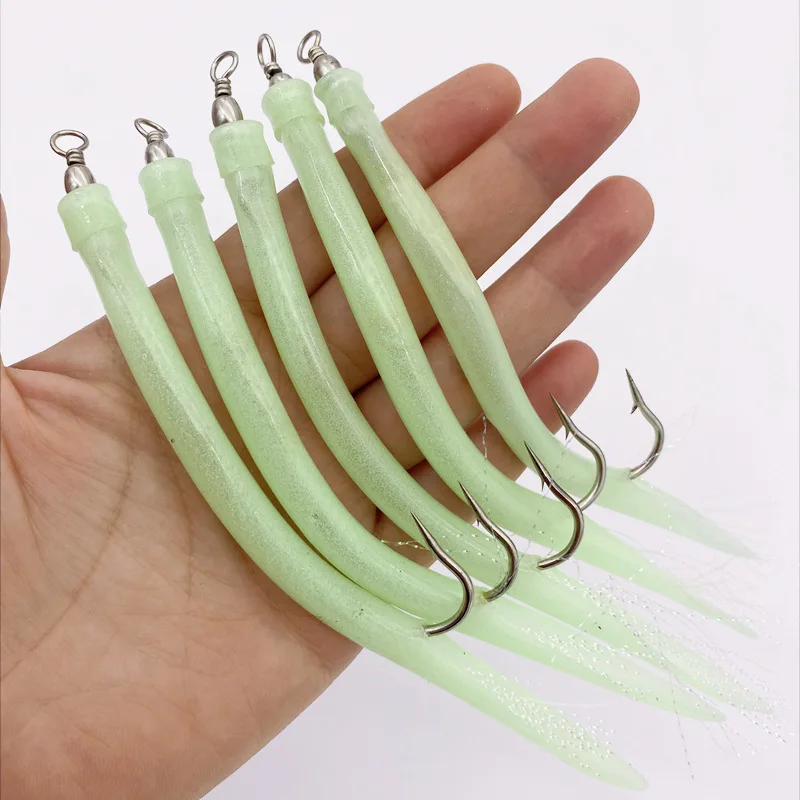 LETOYO Rubber Eel Hook Tube Stainless Steel Fishing Hooks