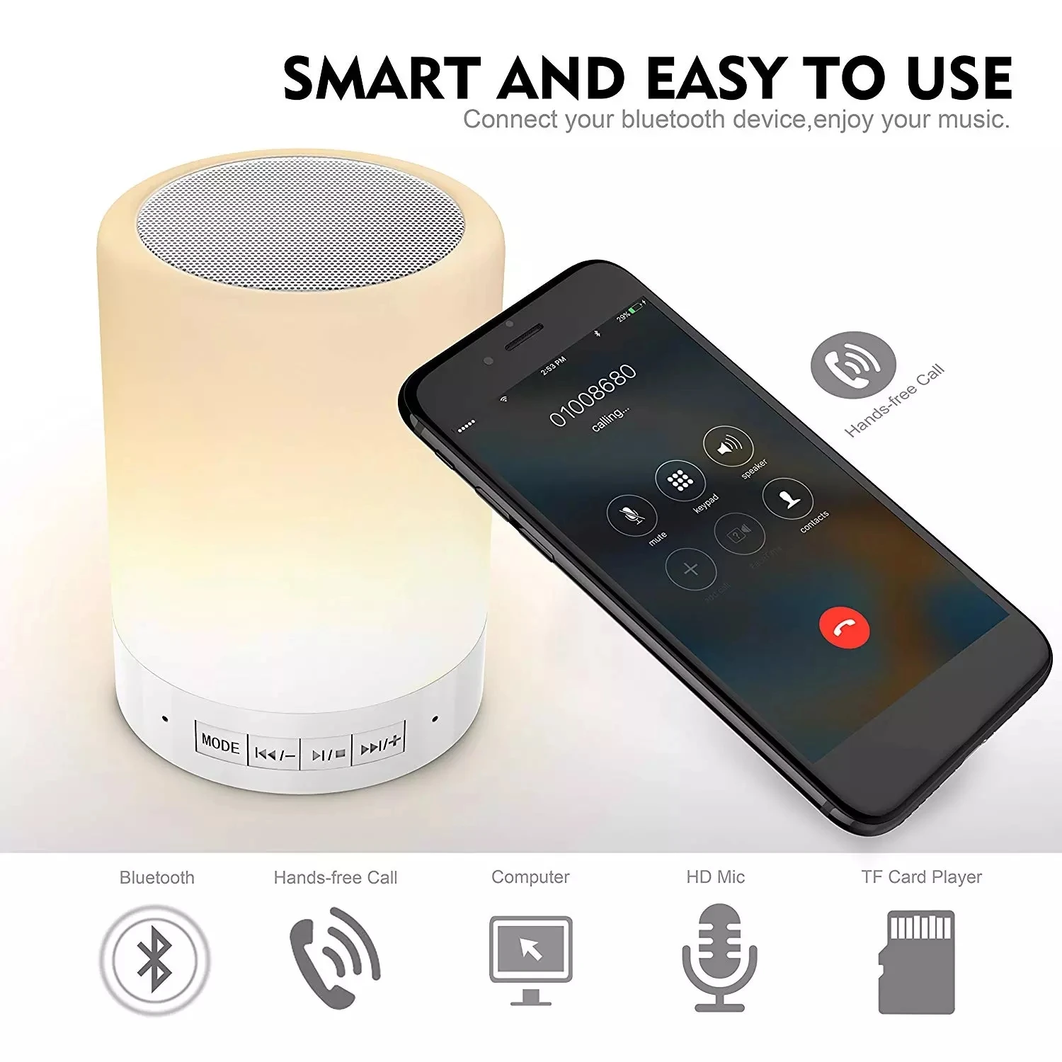 Smart Touch Lamp Wireless Speaker - Colorful Night Light