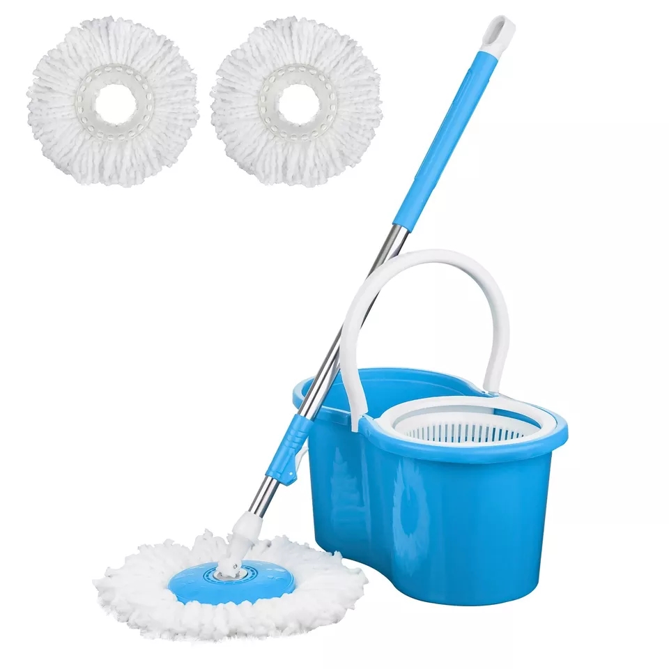 Home 360 Spinning Mop Squeeze Bucket With 2 Microfiber Head Foldable ...