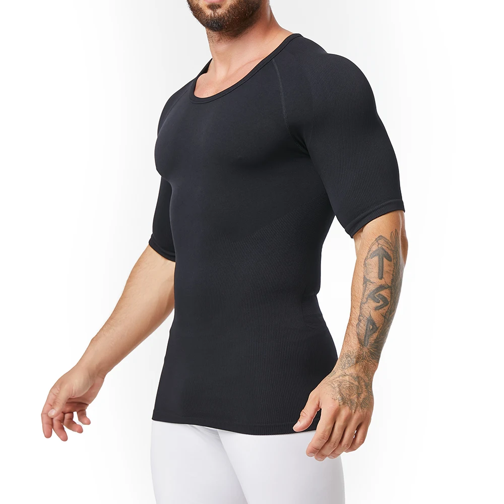 Mens Seamless Gynecomastia Compression Shirts Slimming Undershirt Body ...