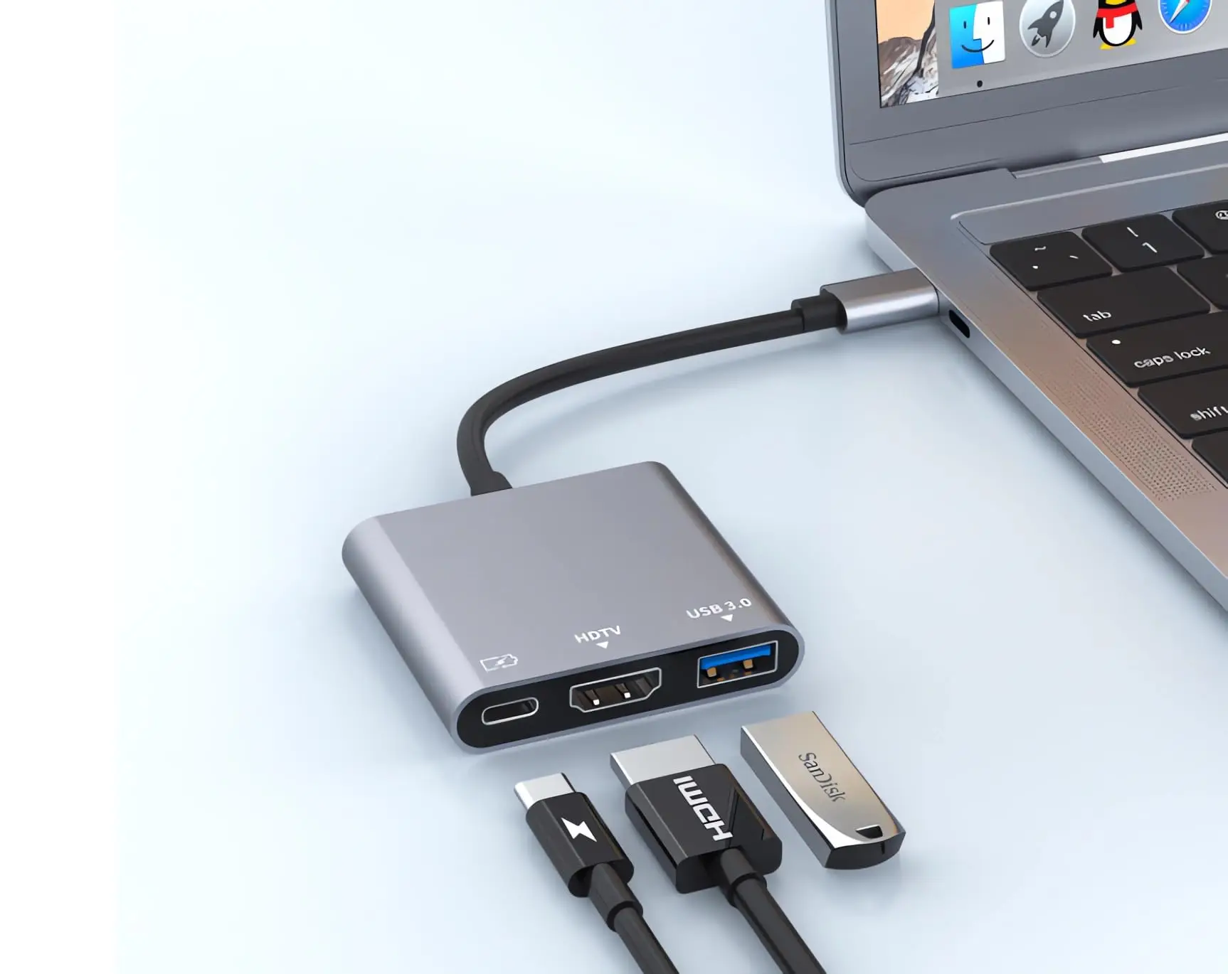 Usb-c Digital Av Multiport Adapter With 4k Hdmi Output/usb-c Fasting Charging Port&usb 3.0 Port ...