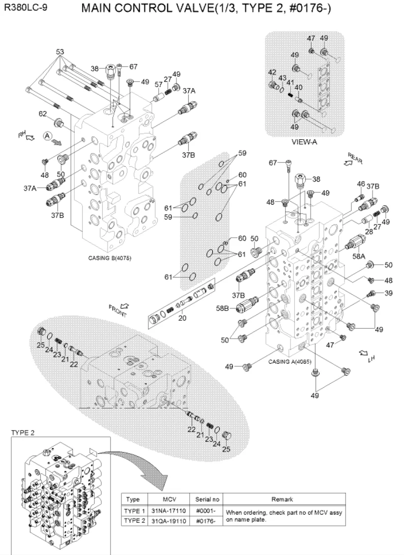 挖掘机31qa-19110现代r360lc9 R380lc9sh R390lc9 R430lc9 R430lc9sh主控制阀 - Buy ...