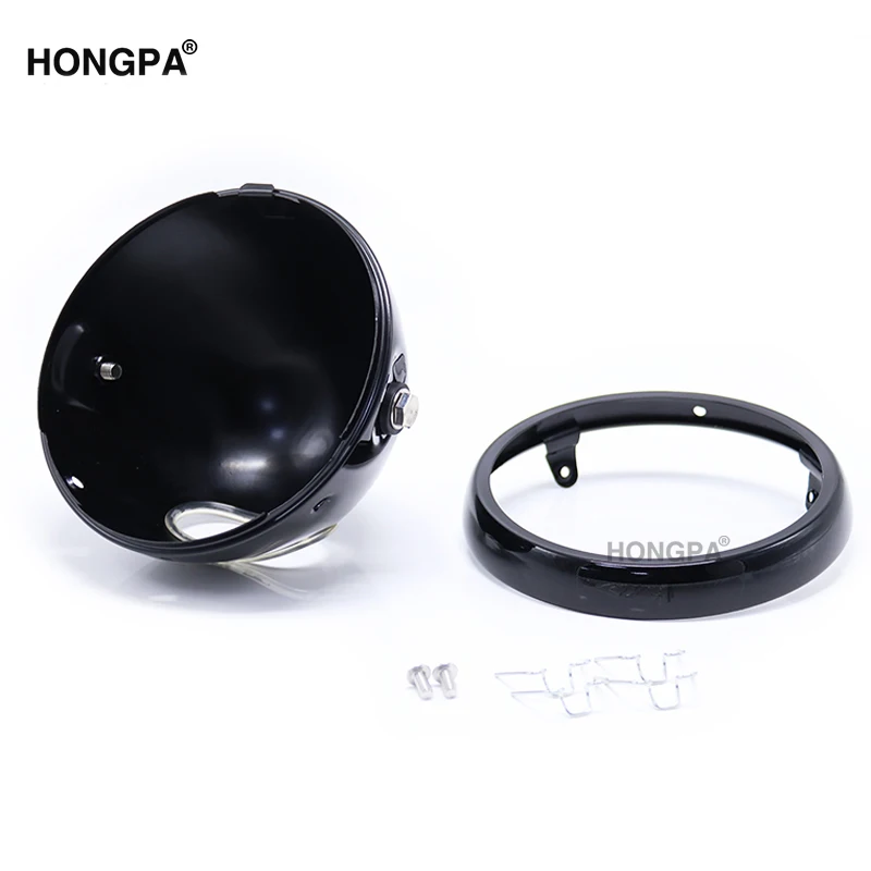 Black/chrome 6.5 Inch Headlight Holder Motorcycle Housing Bucket 6.5 ...