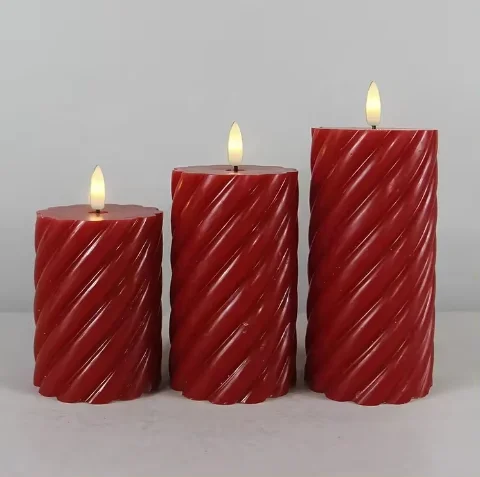 Red Pillar Flameless Candles Battery Operated With Remote Led Pillar ...