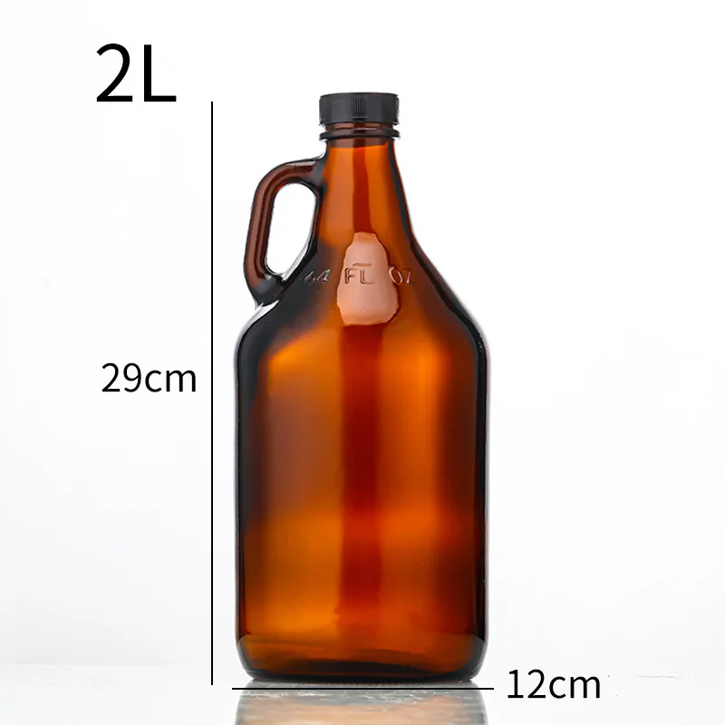 Large Clear Amber Glass Wine Bottle 1l 3l 4l 5l Round Amber Glass Beer ...
