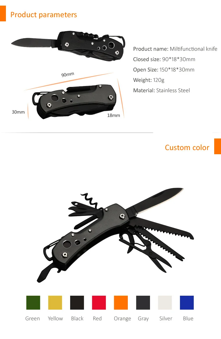 Black Multifunctional Knife - Multi Purpose Folding Tool