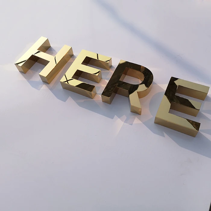 High Quality Gold Mirror Alphabet Logo Metal Wall Letters Sign - Buy ...