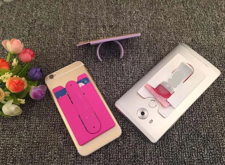 Custom Printed Logo Sticker Silicone Mobile Phone Card Holder Wallet ...