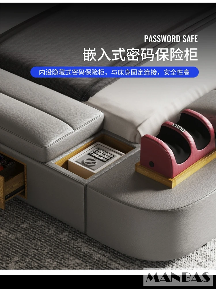 MANBAS Tech Smart Bed - Multifunctional Bedframe with Leather